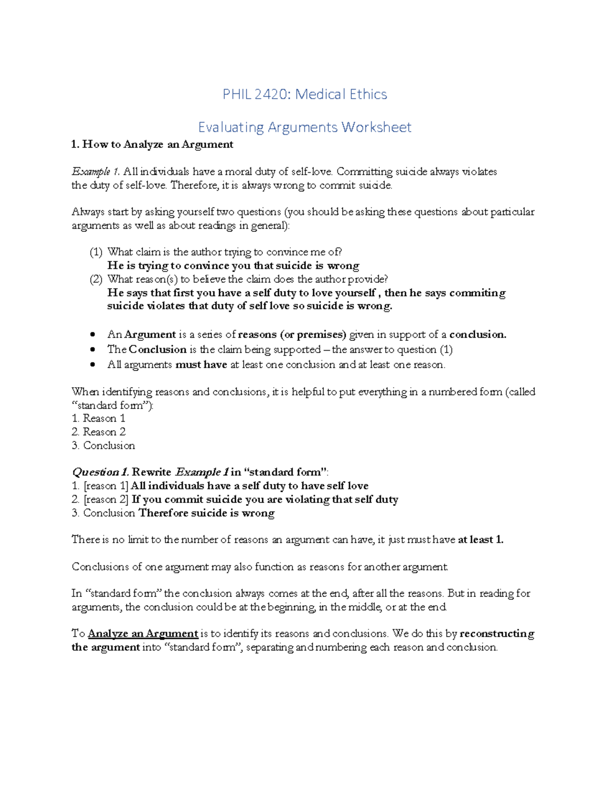 Medethicsassign - Assignment of evaluating arguments with examples ...