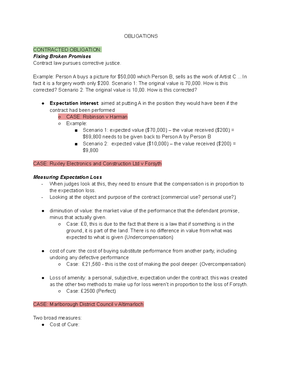 141 - Obligations - OBLIGATIONS CONTRACTED OBLIGATION: Fixing Broken ...