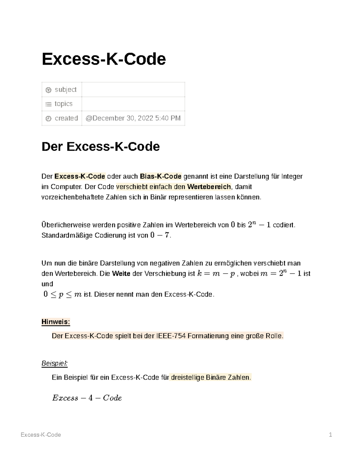 Excess-K-Code - Wintersemester Ubiquitous Computing Vorlesung ...