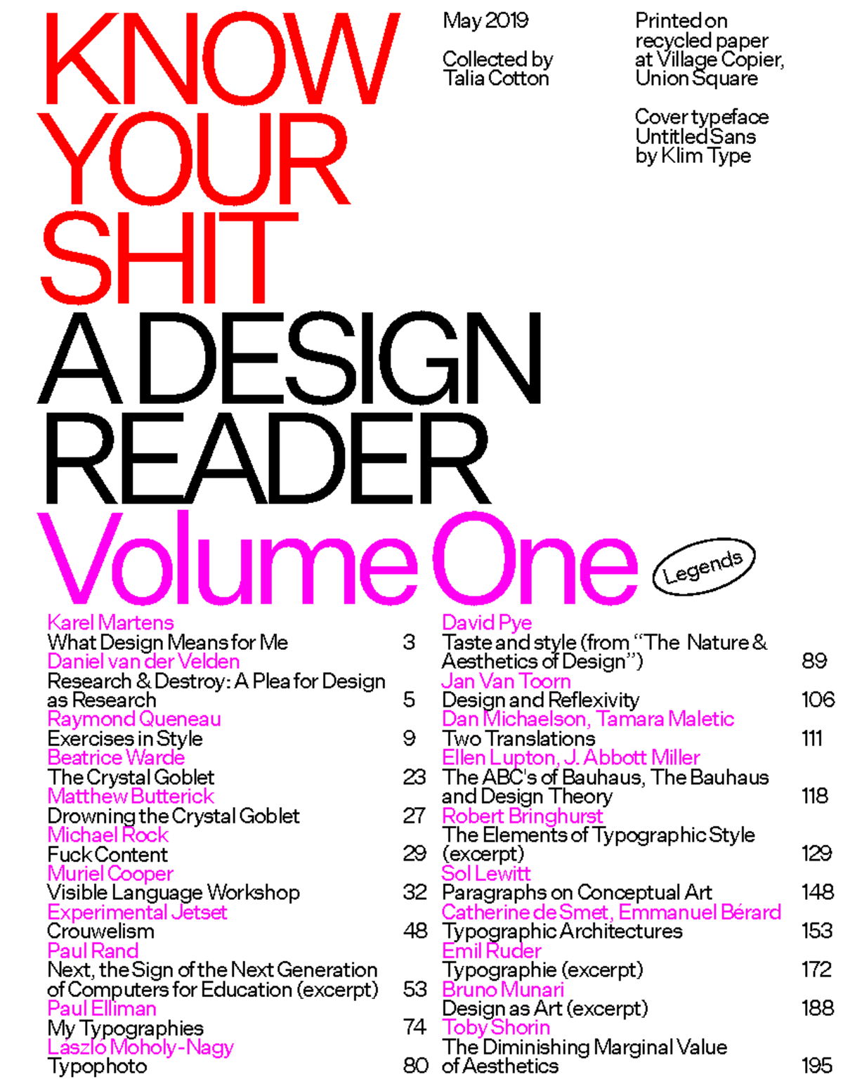 KNOW YOUR SHIT - Design Vol 1 - KNOW YOUR SHIT ADESIGN READER VolumeOne ...