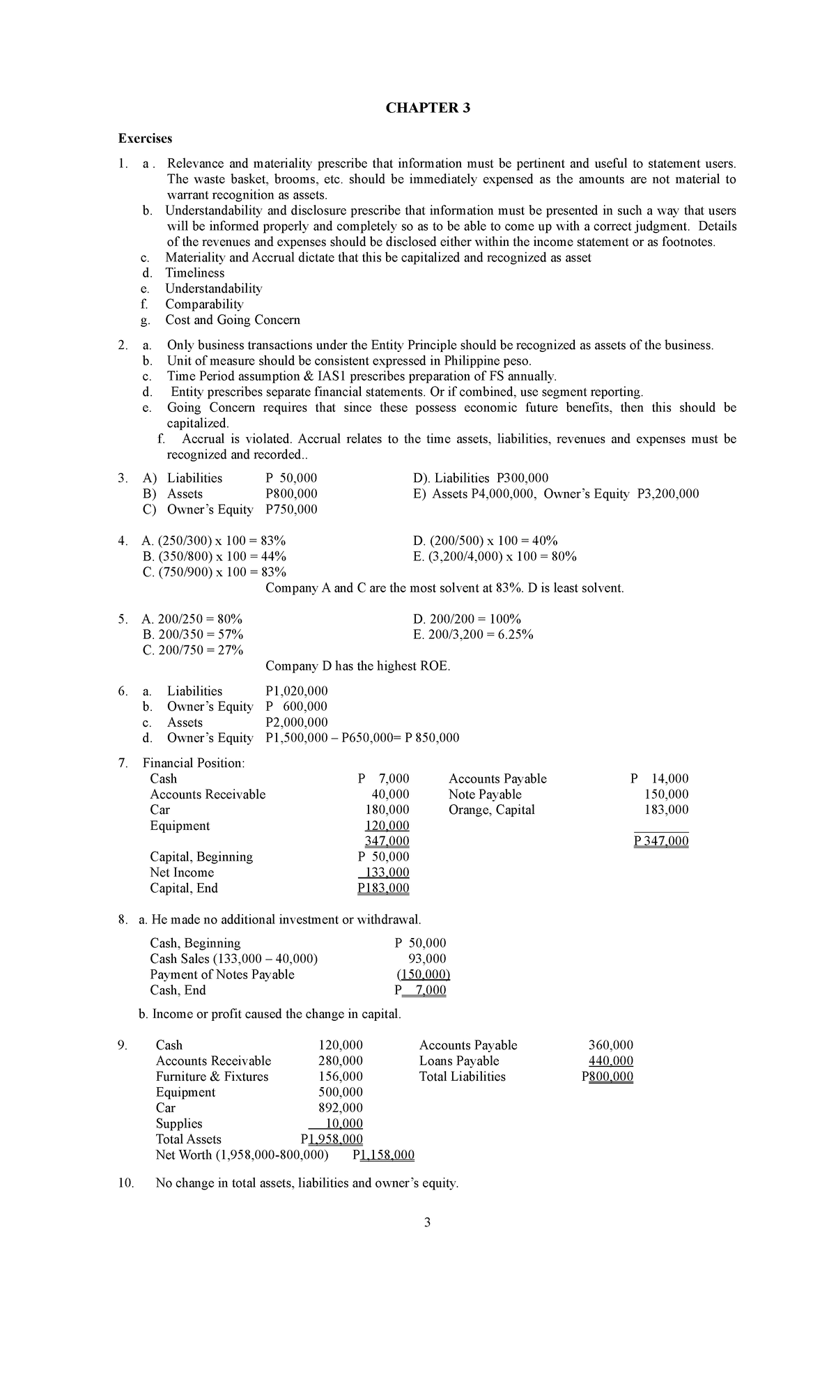 Chapter 3 (accounting process) - CHAPTER 3 Exercises a. Relevance and ...