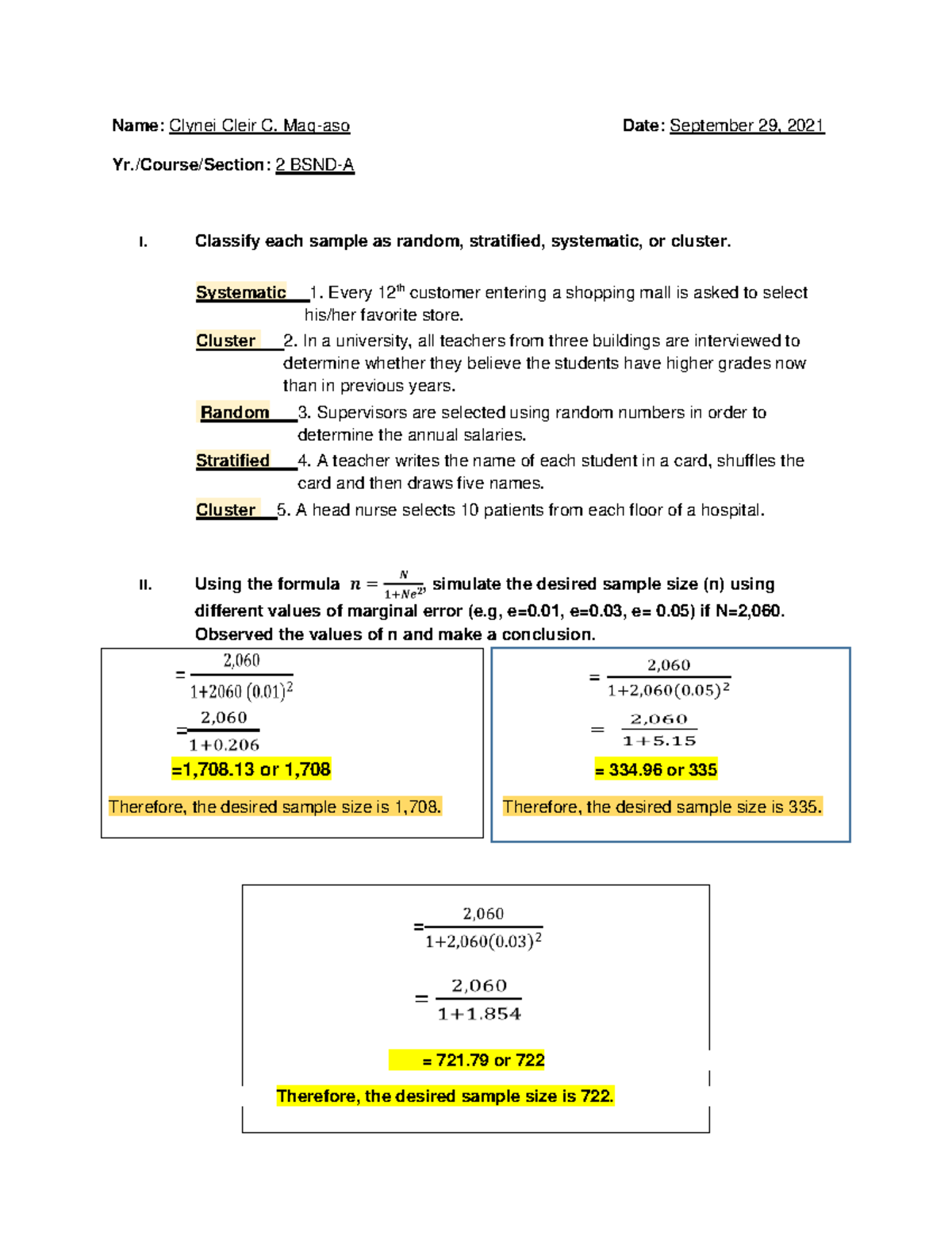 BIOSTATISTICS Activity 3 - Name: Clynei Cleir C. Mag-aso Date ...