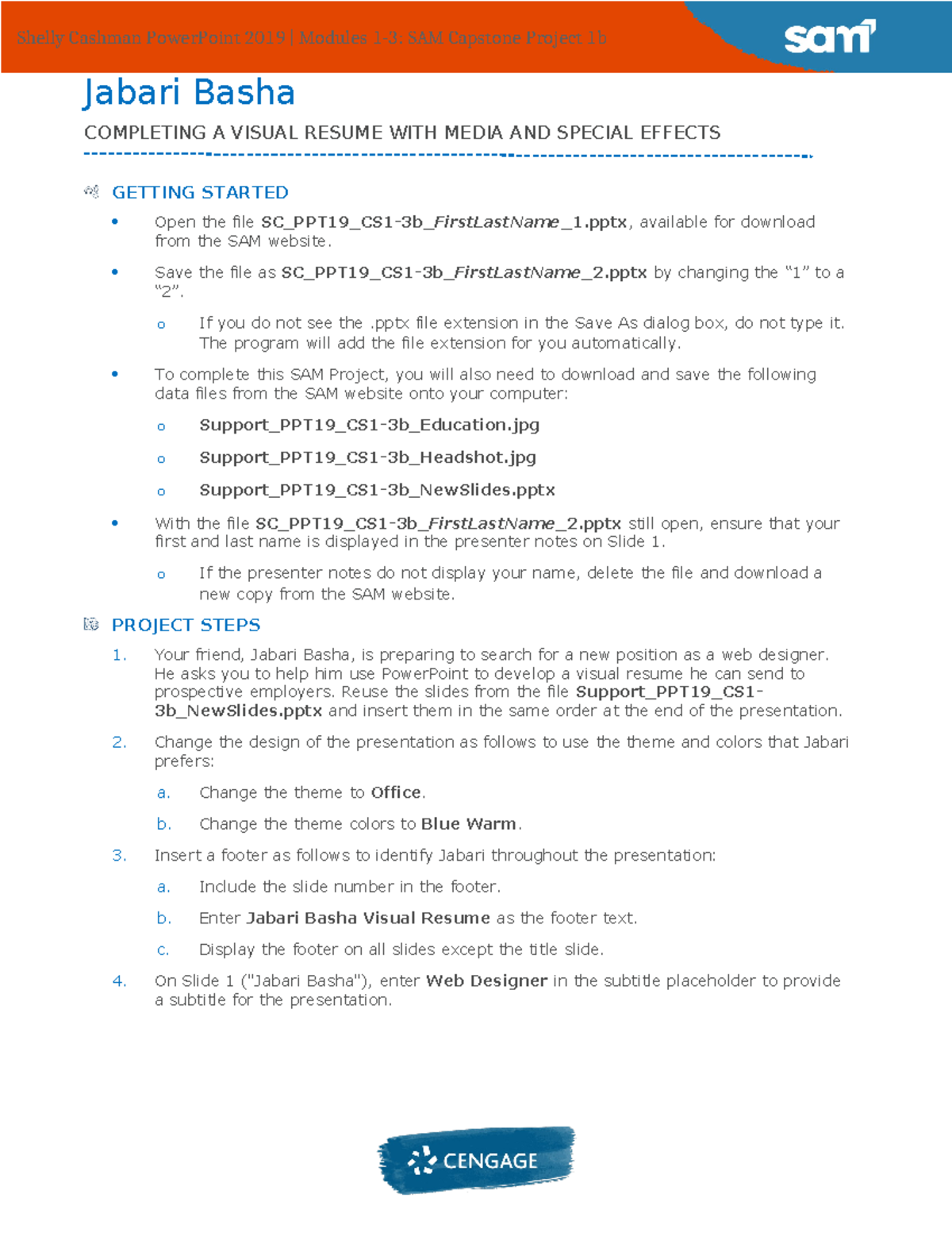 Instructions SC PPT19 CS1-3b - Jabari Basha COMPLETING A VISUAL RESUME WITH MEDIA AND SPECIAL ...