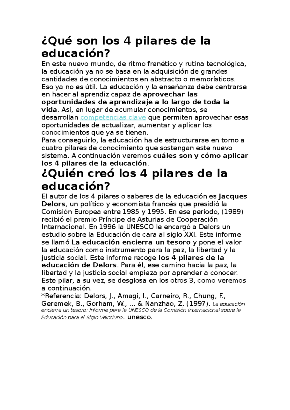 Qué son los 4 pilares de la educación - ¿Qué son los 4 pilares de la educación? En este nuevo ...