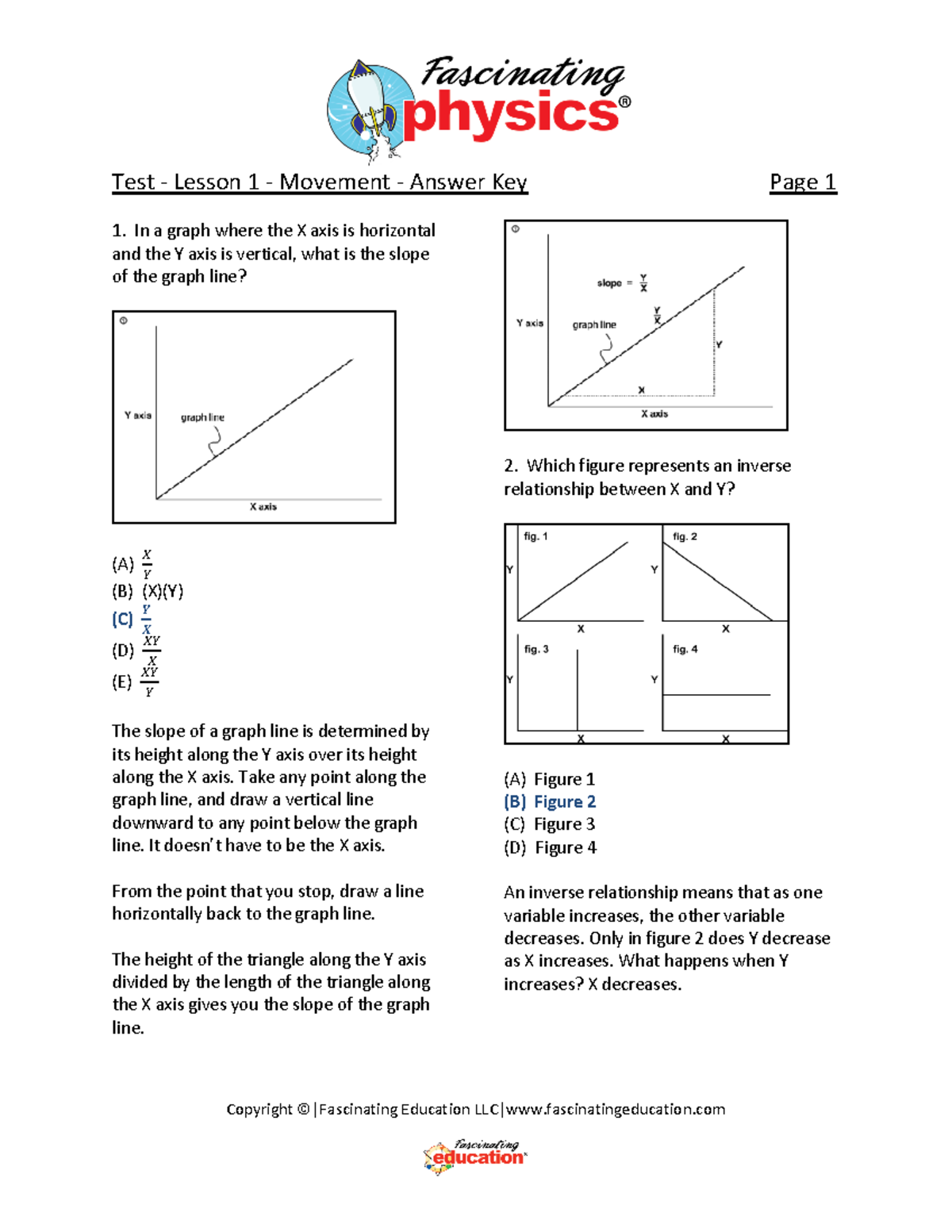 Lesson 1 Physics Answers - In a graph where the X axis is horizontal ...