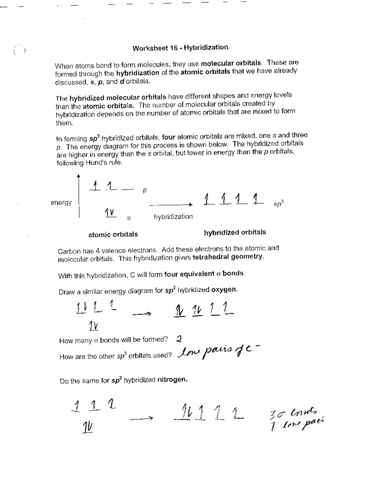 Hybridization practice - CHEM 121 - Studocu
