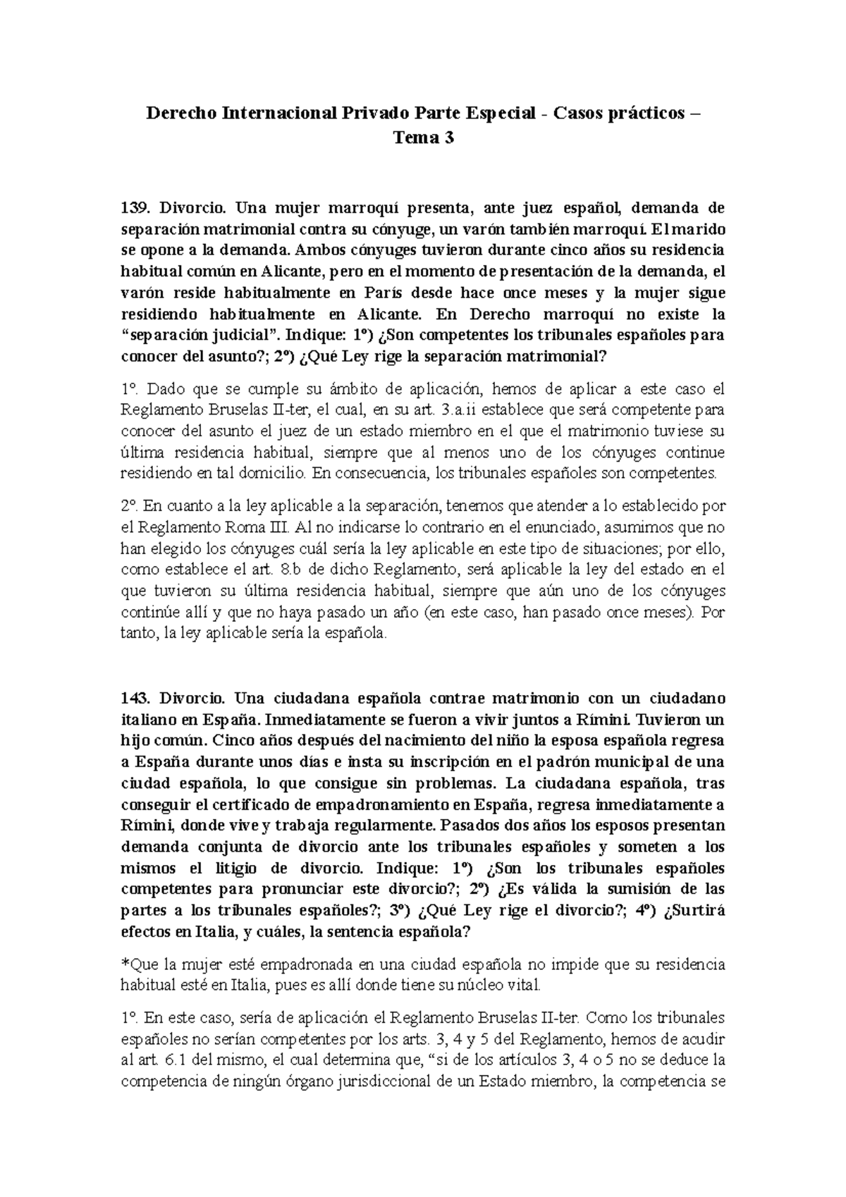 Casos prácticos tema 3 - Derecho Internacional Privado Parte Especial - Casos prácticos – Tema 3 ...