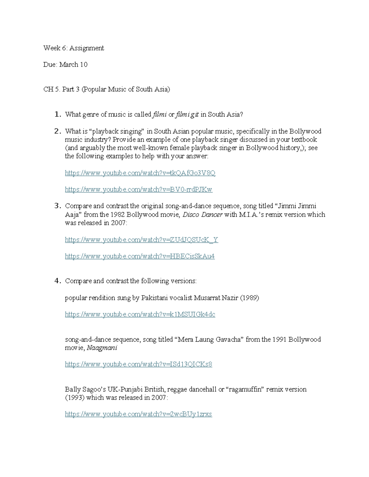 Week 6 Assignment Mushl 107 Spr 2024 - Tagged - Week 6: Assignment Due: March 10 CH 5. Part 3 ...