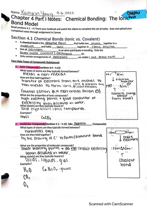 Chapter two part one notes - CHEM1030 - Studocu