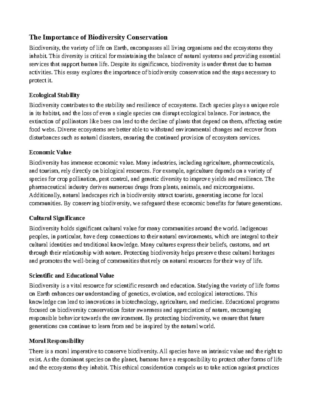 The Importance of Biodiversity Conservation - The Importance of ...