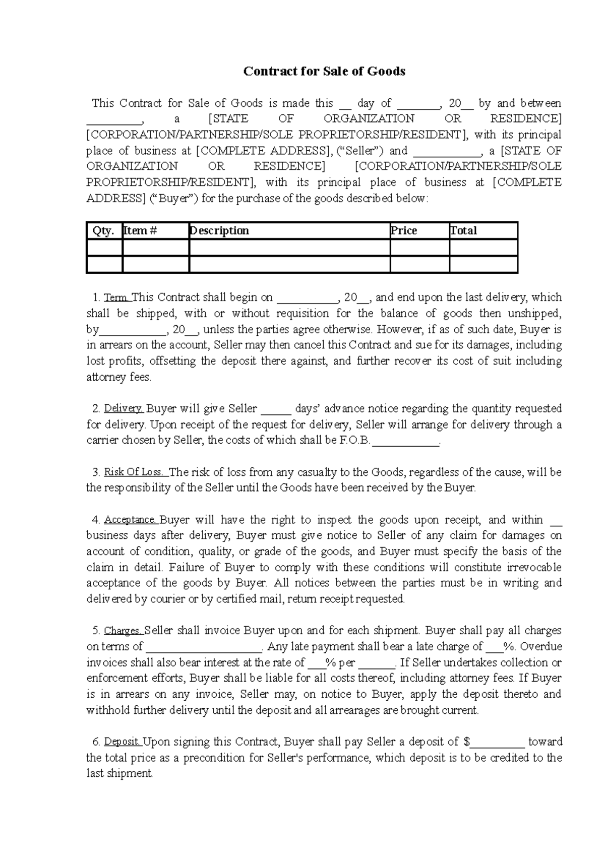 33467 - Hay - Contract for Sale of Goods This Contract for Sale of ...