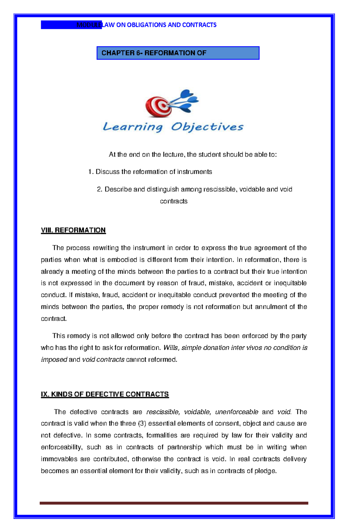Chapter 6 Lecture CCBL01 Lecture In Business LAw CHAPTER 6 REFORMATION OF At The End On The chapter-6-lecture-ccbl01-lecture-in-business-law-chapter-6-reformation-of-at-the-end-on-the