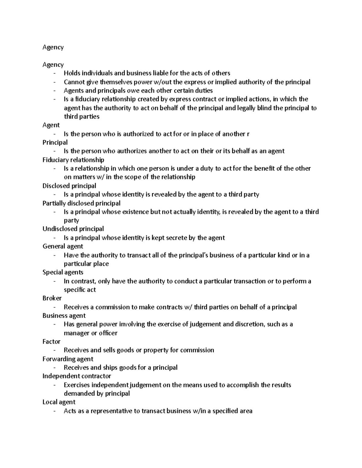 Agency - Professors PPT - Agency Agency - Holds individuals and ...