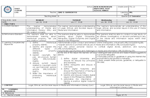 Week 3 MIL - Lesson Plan in Media and Information Literacy First ...