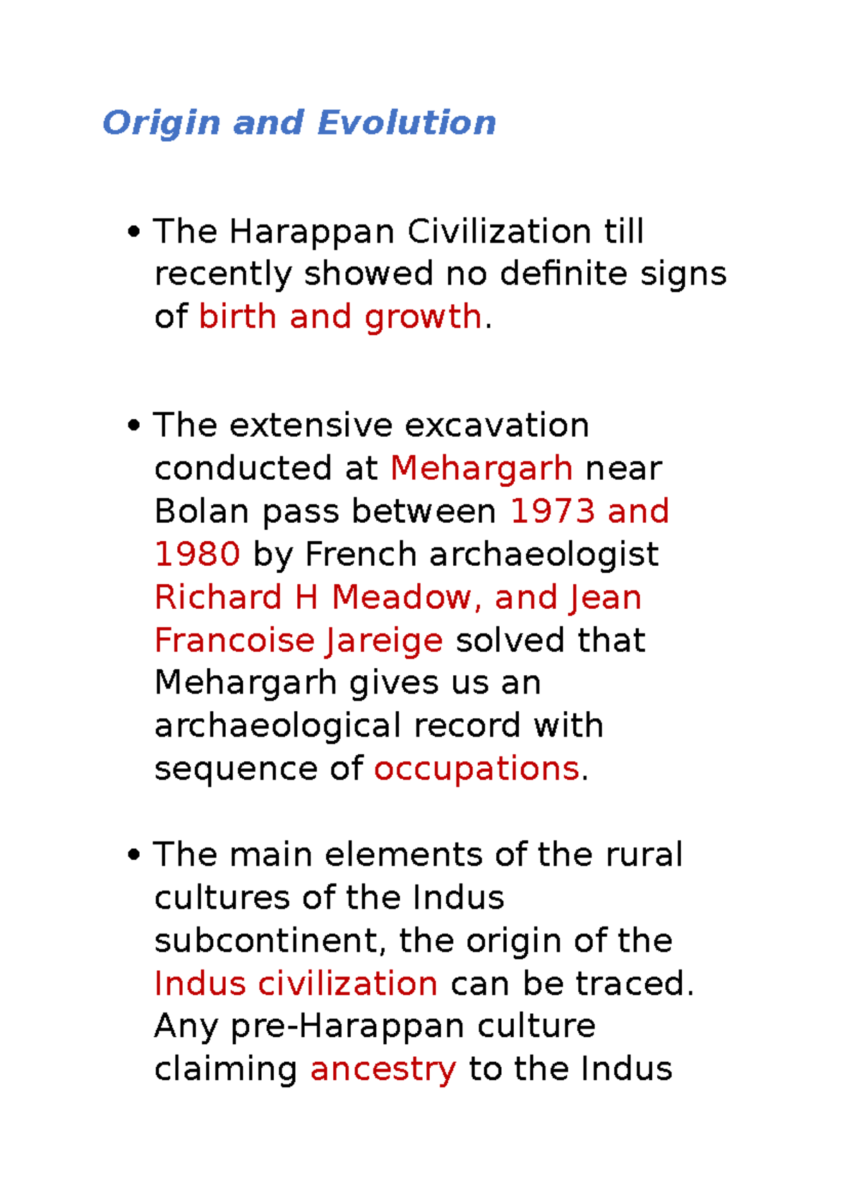 Origin and Evolution - History of India - IGNOU - Studocu