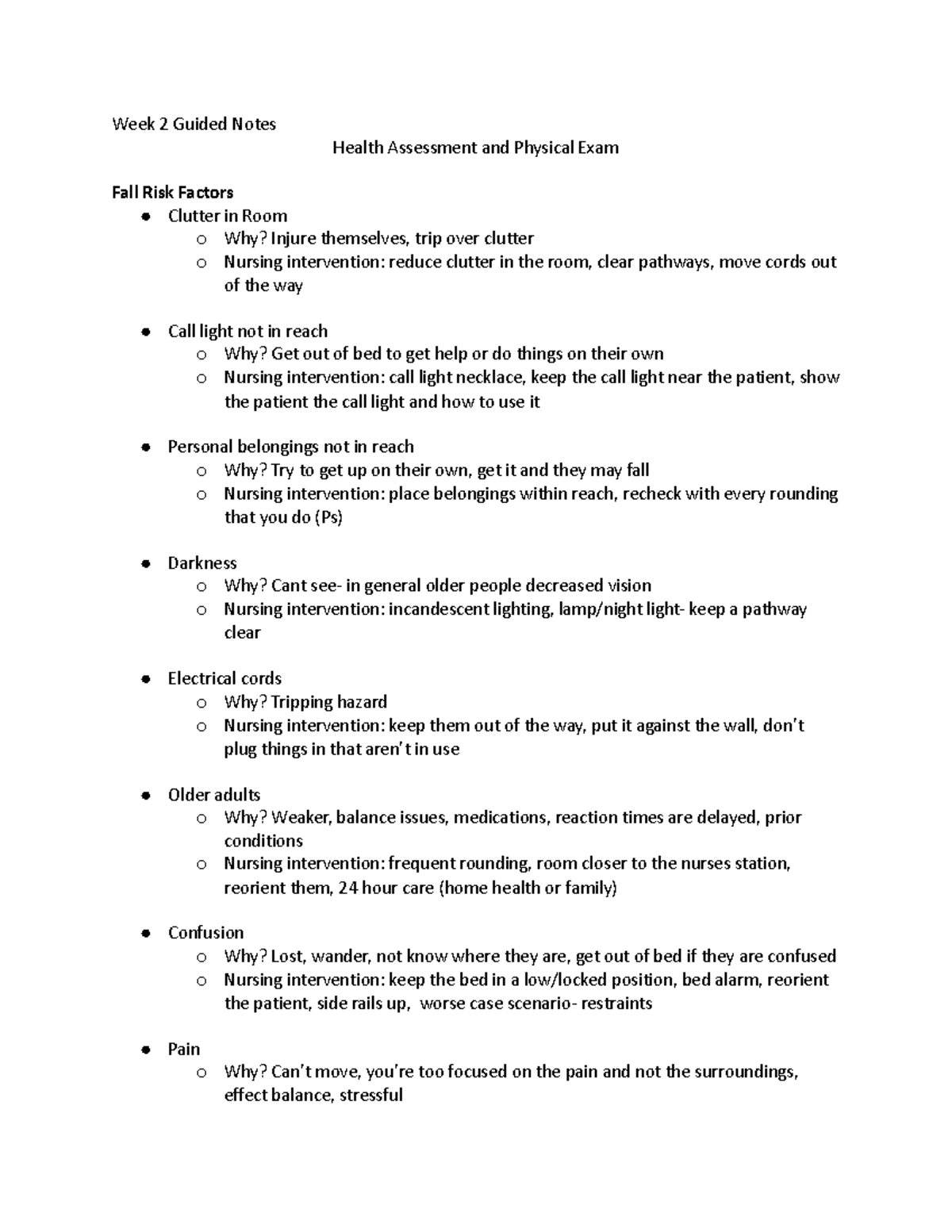 Week 2 Guided Notes-2 - Week 2 Guided Notes Health Assessment and ...