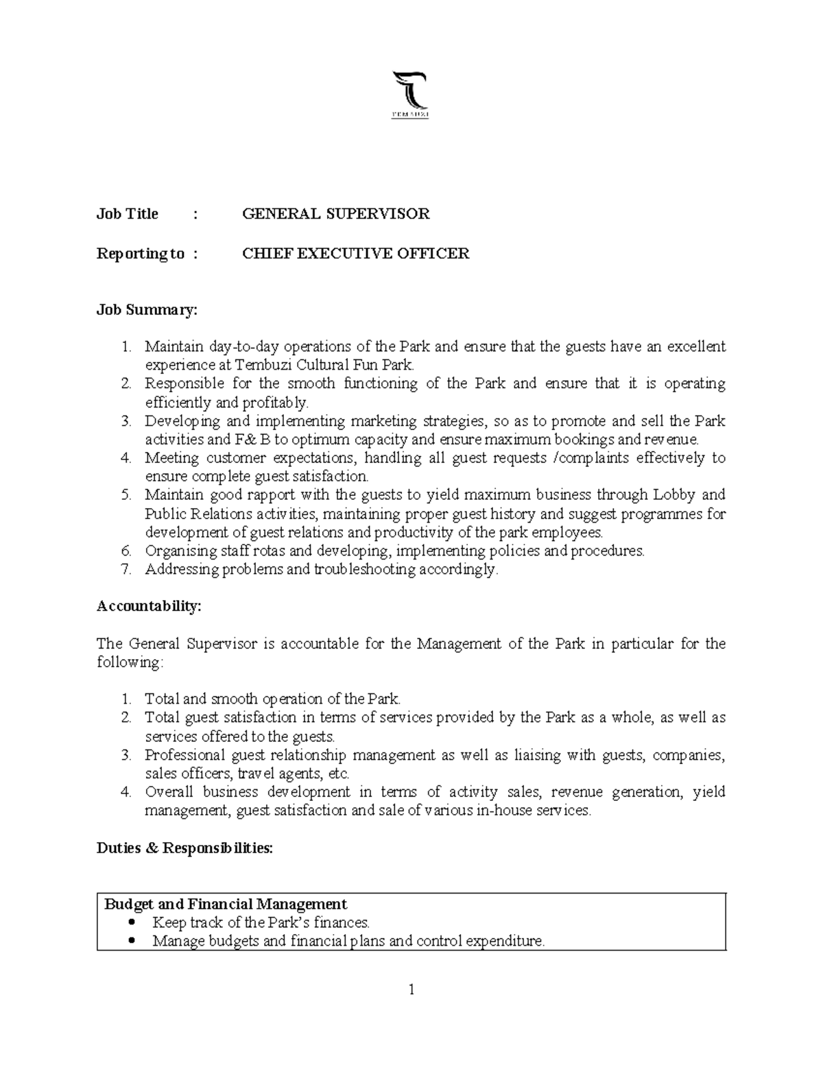 General Supervisor - Well done research - Job Title : GENERAL ...