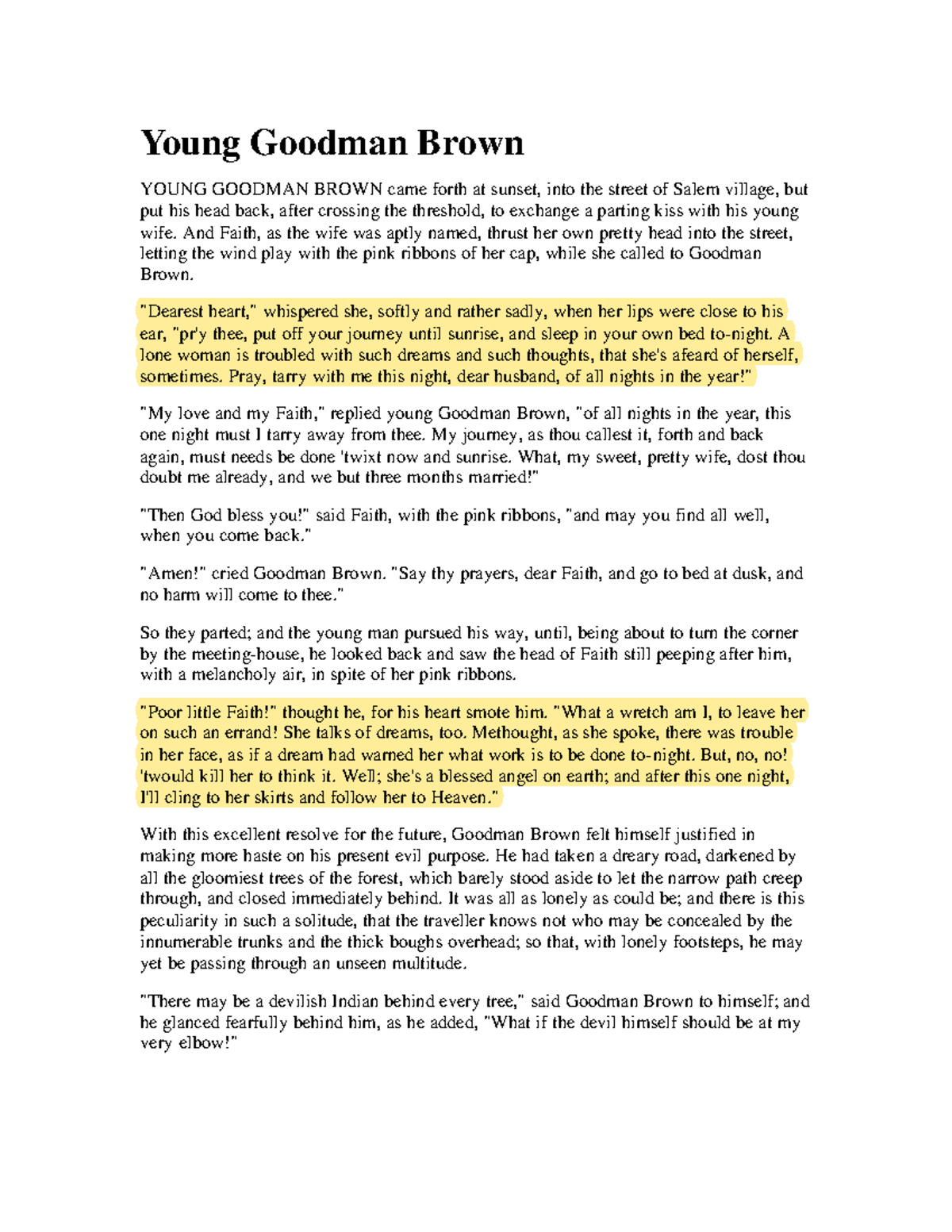 Young Goodman Brown - Young Goodman Brown YOUNG GOODMAN BROWN came ...