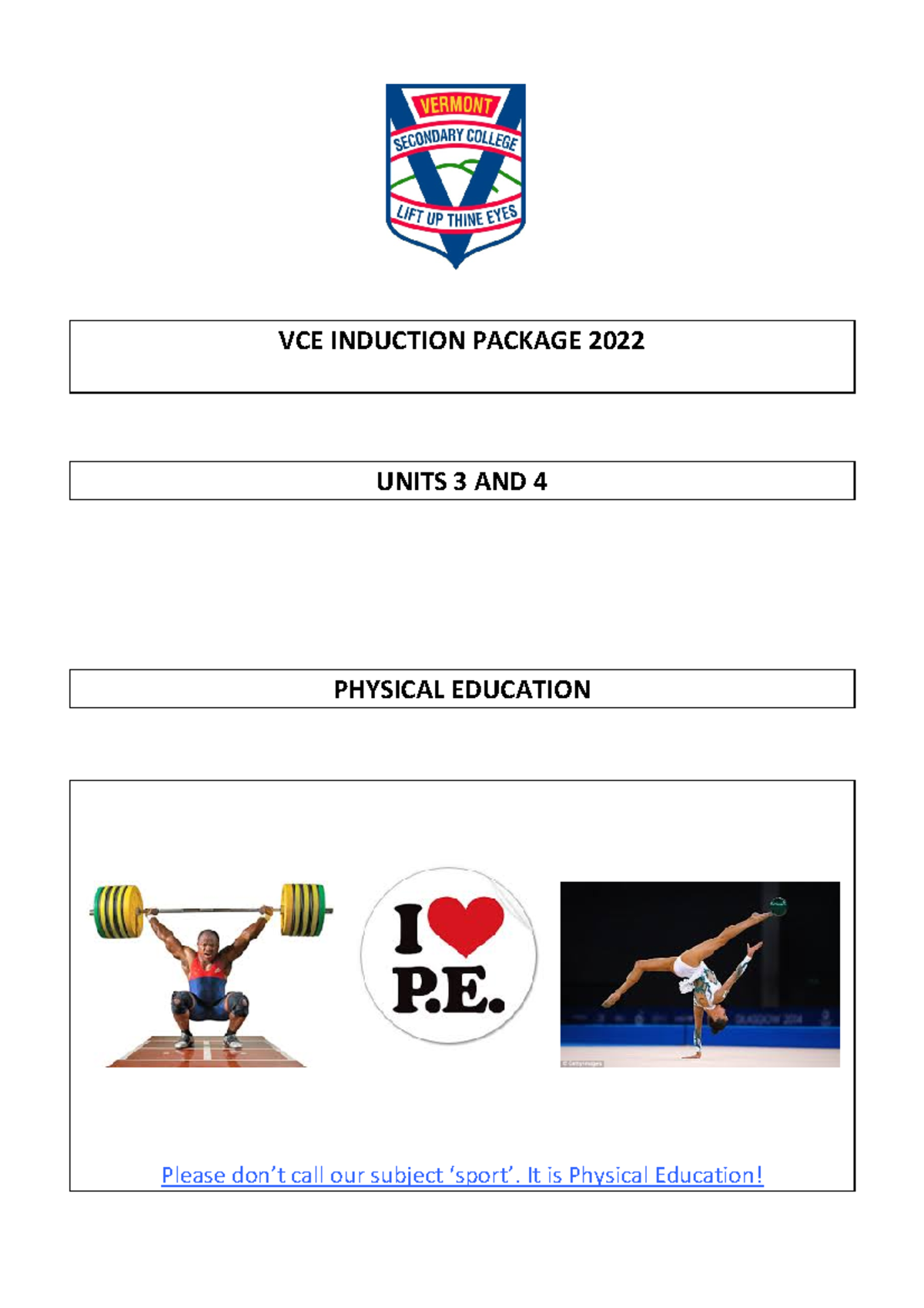 3-4-PED-12 physical education 2022 - VCE INDUCTION PACKAGE 2022 UNITS 3 ...