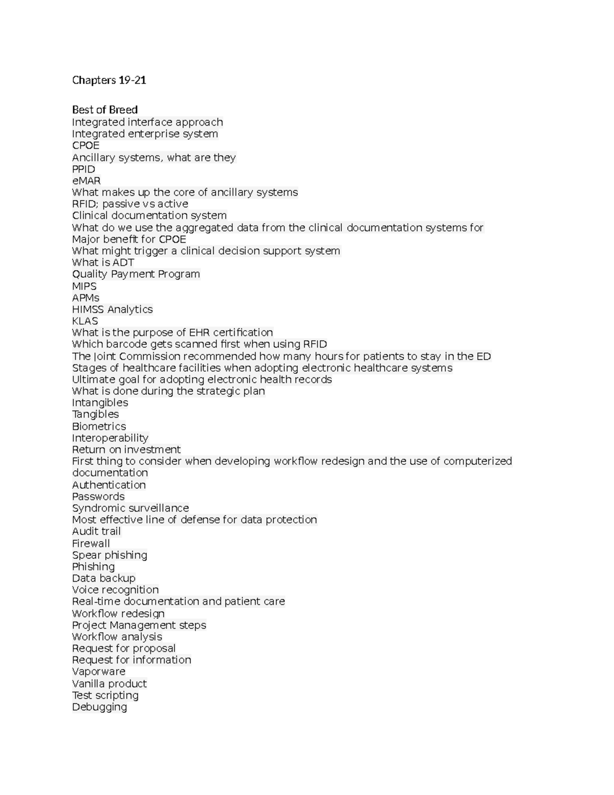 Chapters 19-21 - Study Review - Chapters 19- Best of Breed Integrated ...