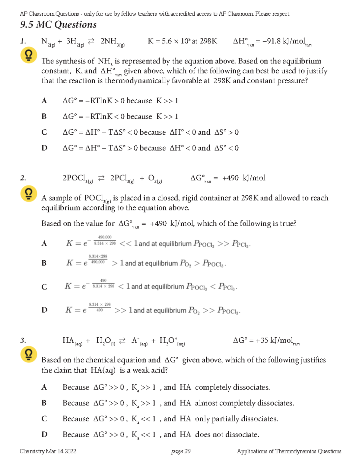 9 - Unit 9 Electrochemistry Practice Problems - AP Classroom Questions ...