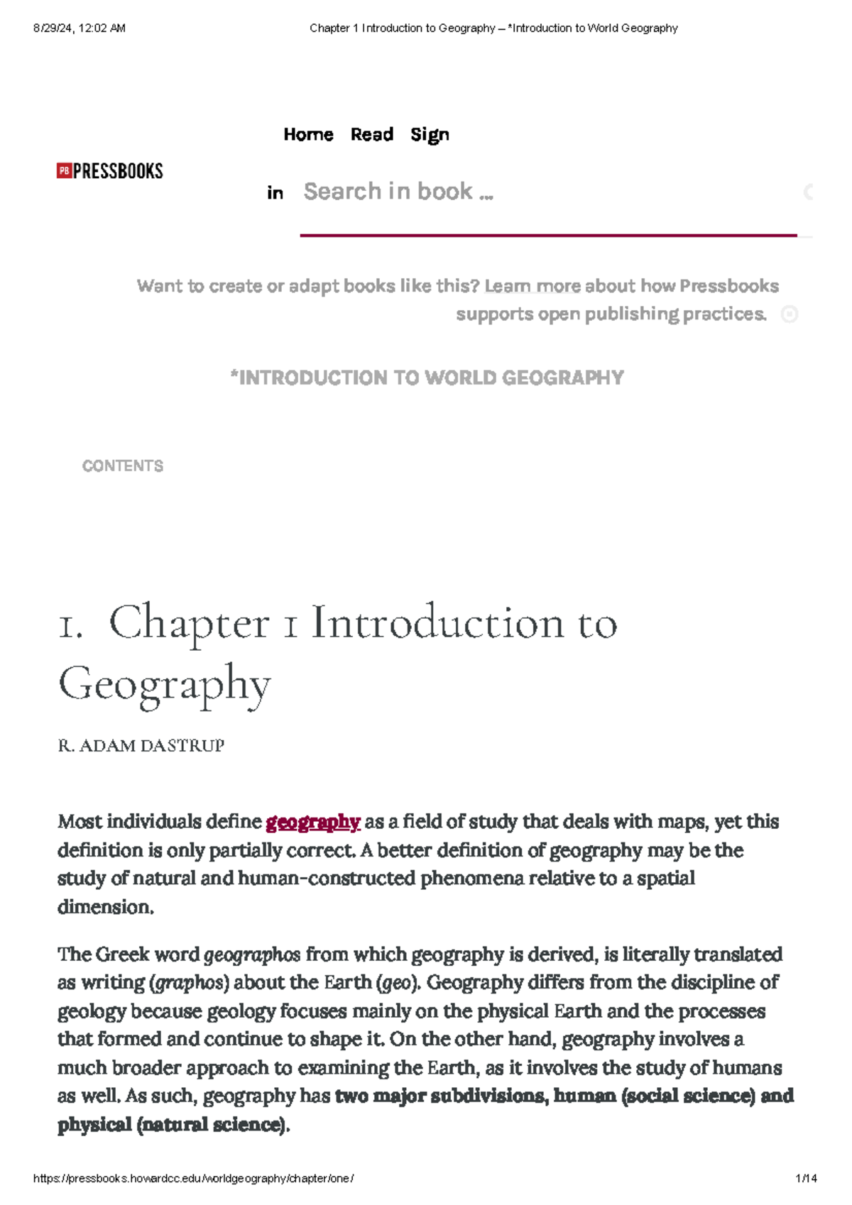 Chapter 1 Introduction to Geography – Introduction to World Geography ...