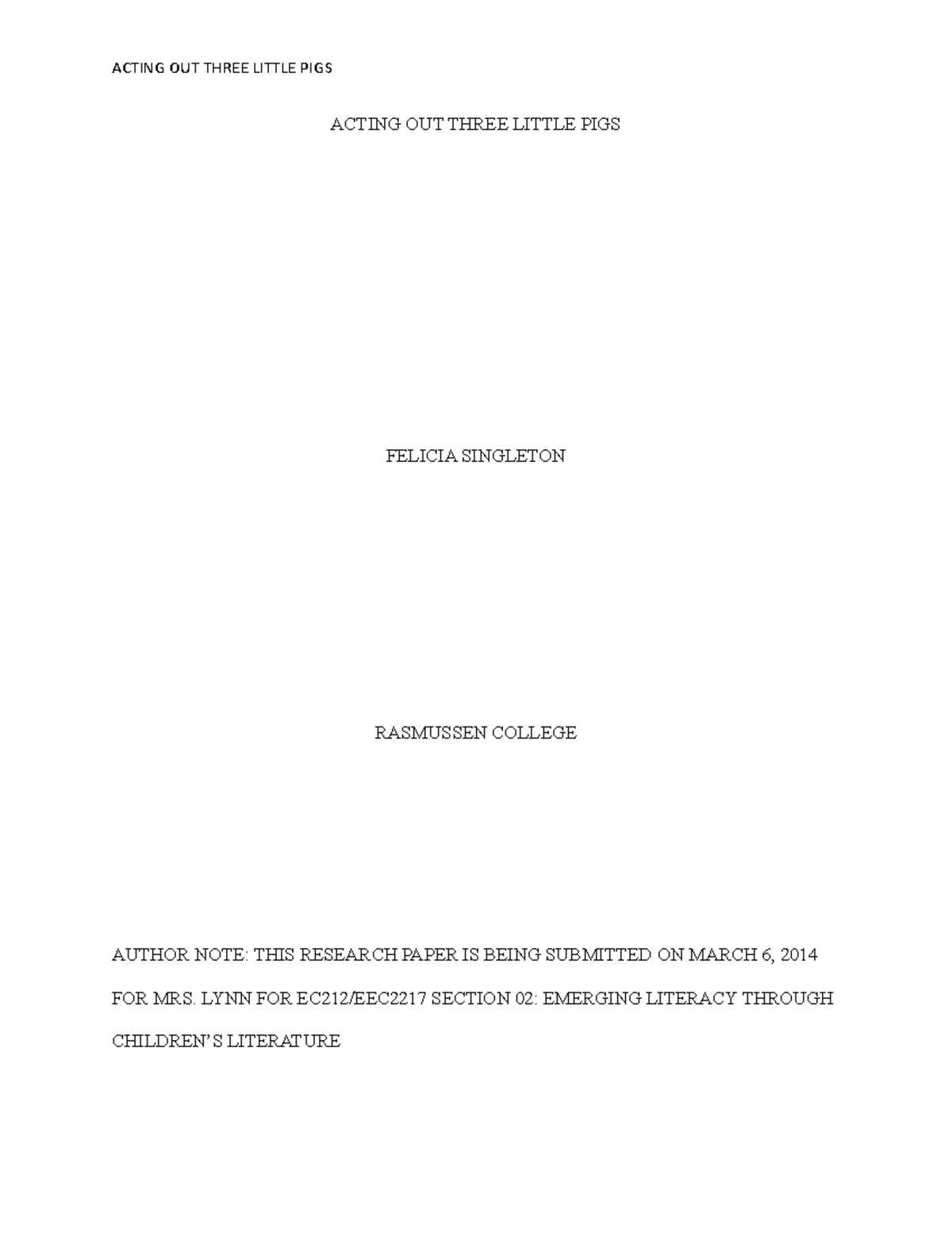 Fsingleton Acting OUT Three Little PIGS - ACTING OUT THREE LITTLE PIGS ...