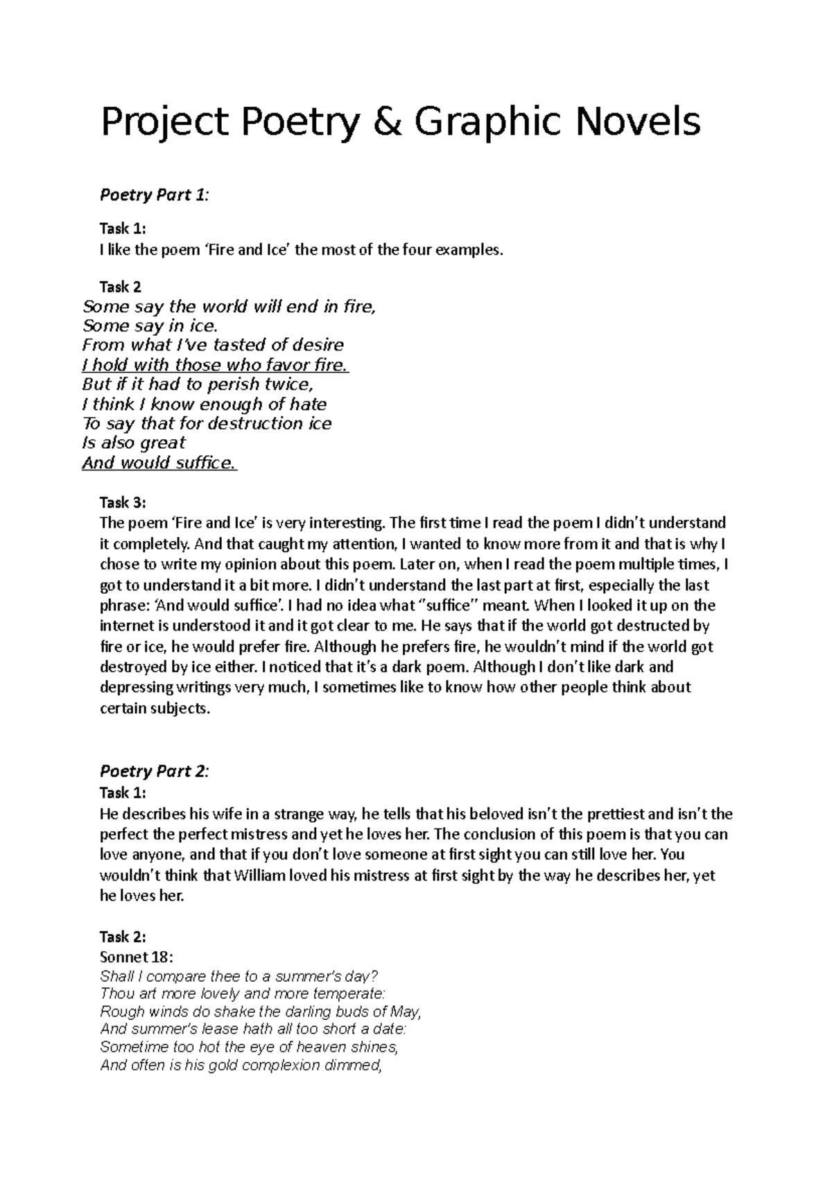 Poetry Englsih vwo 6 - engels - Project Poetry & Graphic Novels Poetry ...