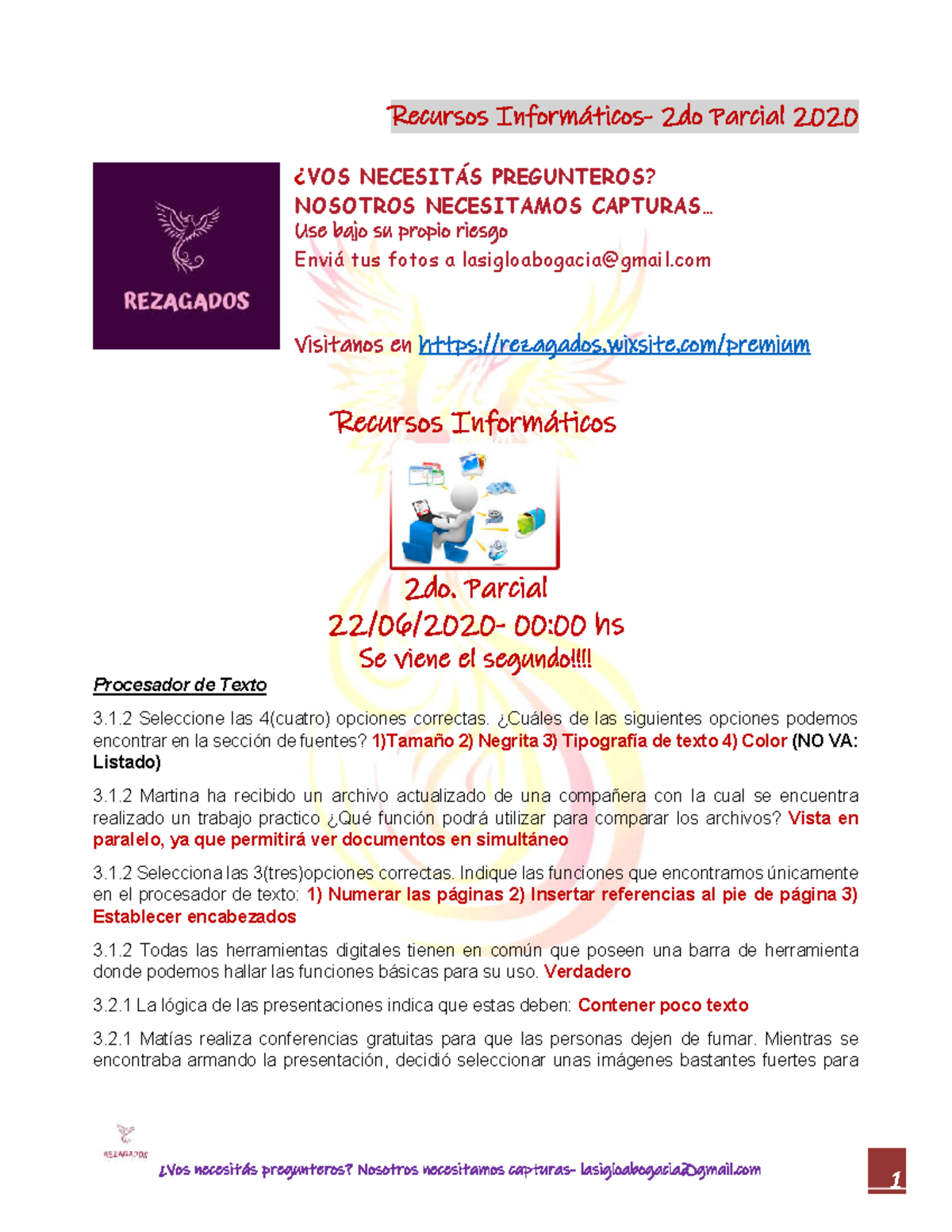 Parcial 2 RECURSOS - Warning: TT: undefined function: 32 ¿Vos necesitás pregunteros? Nosotros ...