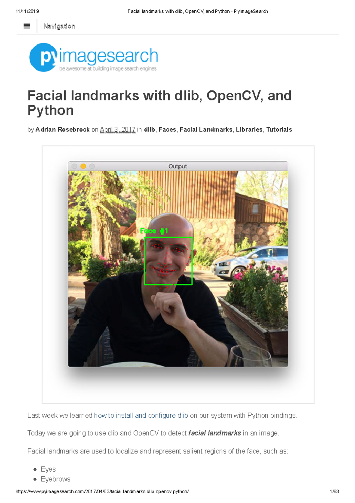 2 Facial Landmarks With Dlib Open Cv And Python Py Image Search Navigationnavigation