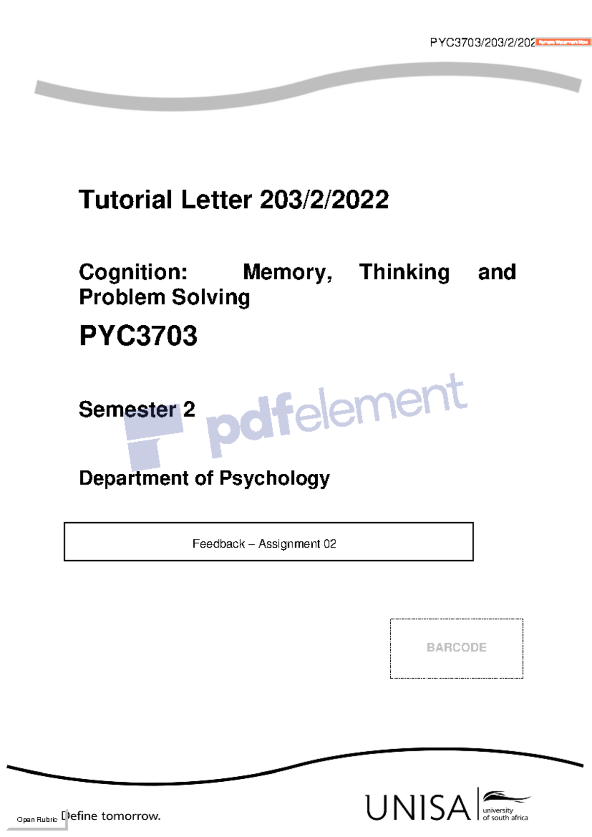 203 2022 2 b-Copy - bsw3705 - PYC3703/203/2/ Tutorial Letter 203/2 ...
