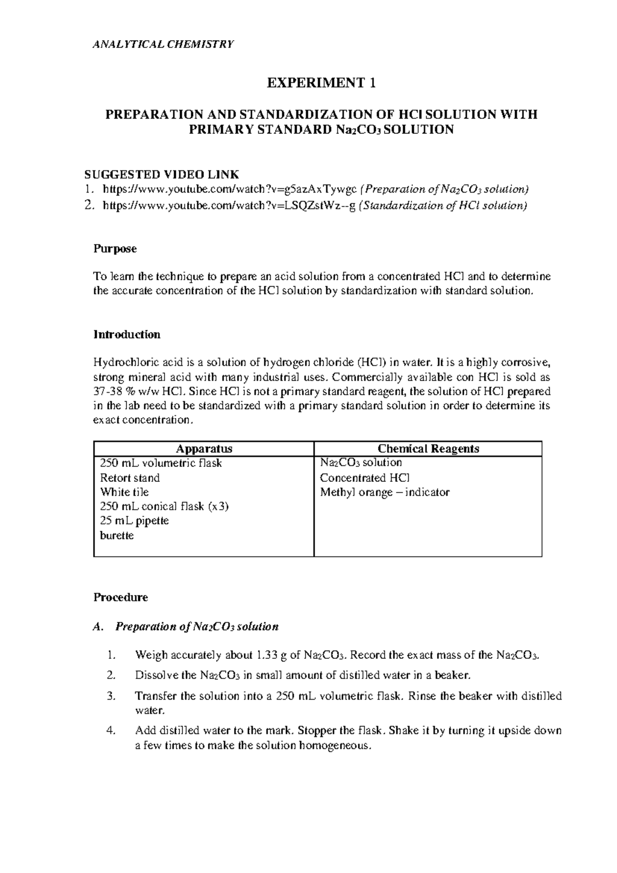 EXP 1 LAB Manual + Report Sheet - EXPERIMENT 1 PREPARATION AND ...