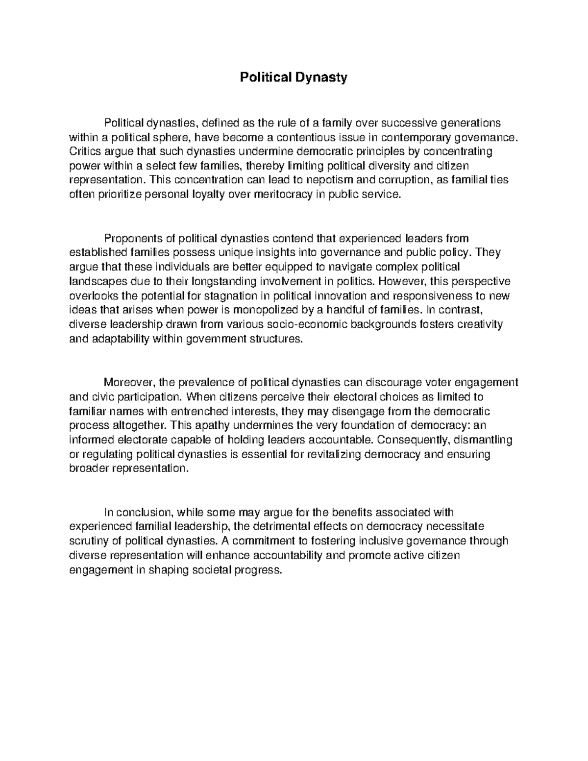 Political Dynasty - Political Dynasty Political dynasties, defined as ...