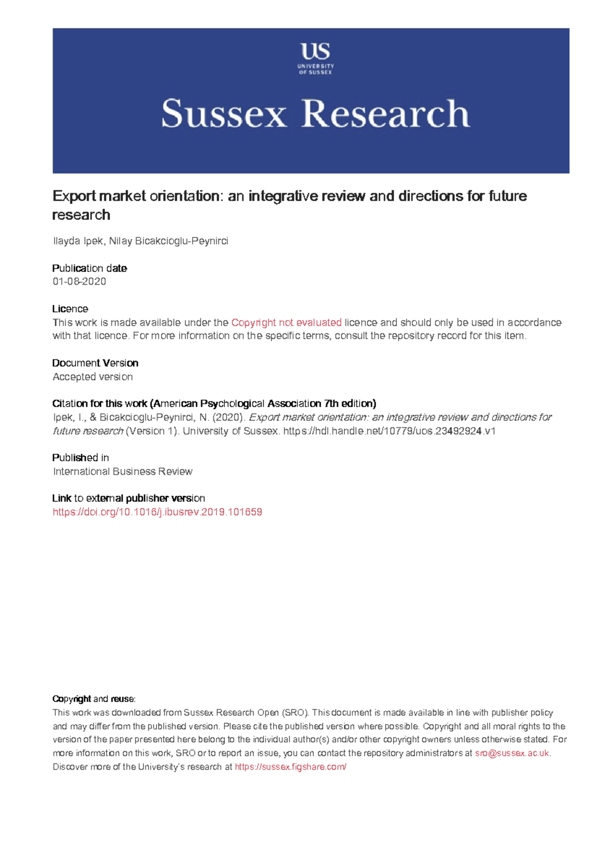 Manuscript IBR - Export market orientation: an integrative review and ...