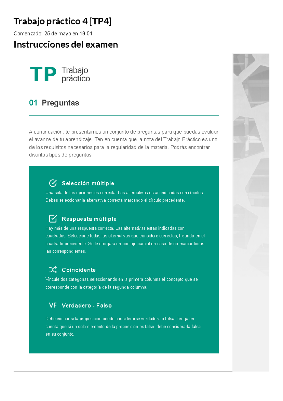 Mediación, Arbitraje y Negociación - TP 4 (100%) - Trabajo práctico 4 [TP4] Comenzado: 25 de ...