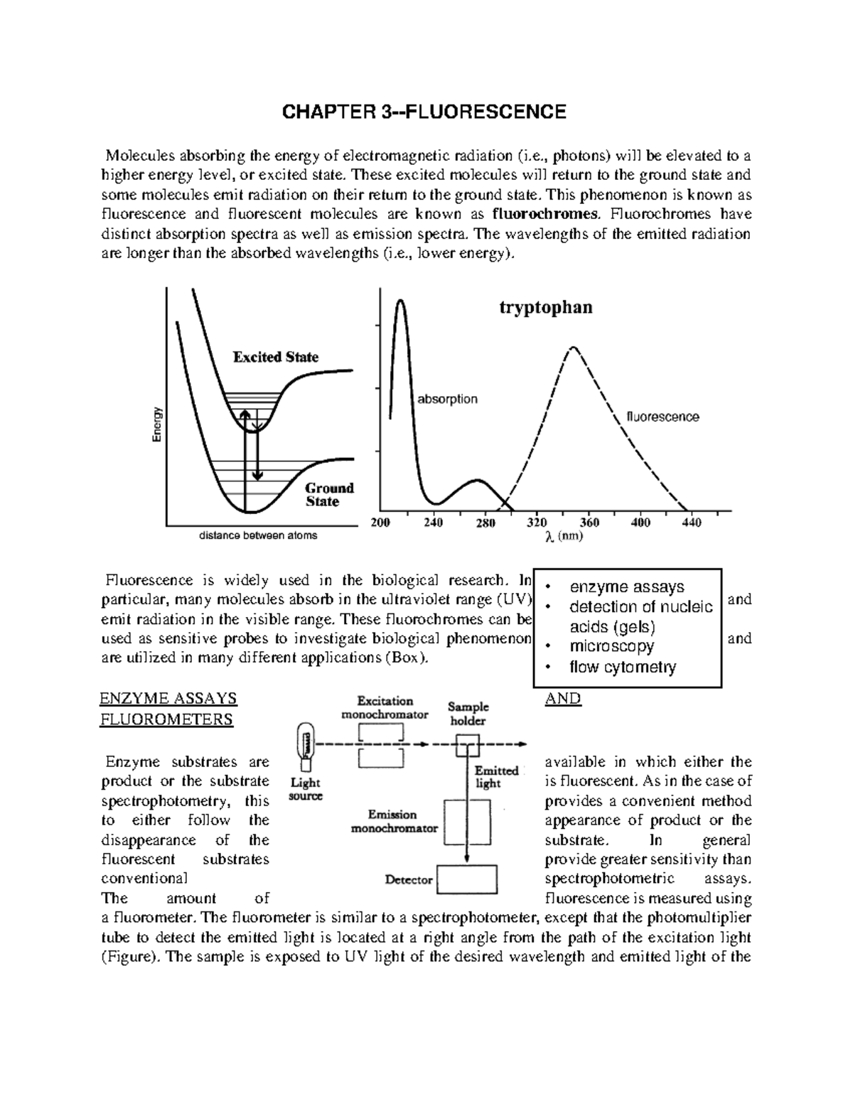 Chapter 3- Fluorescence - CHAPTER 3-FLUORESCENCE Molecules absorbing ...