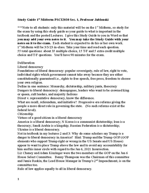 POL 100 Final study guide - POL 100 STUDY GUIDE – FINAL QUIZ You should ...