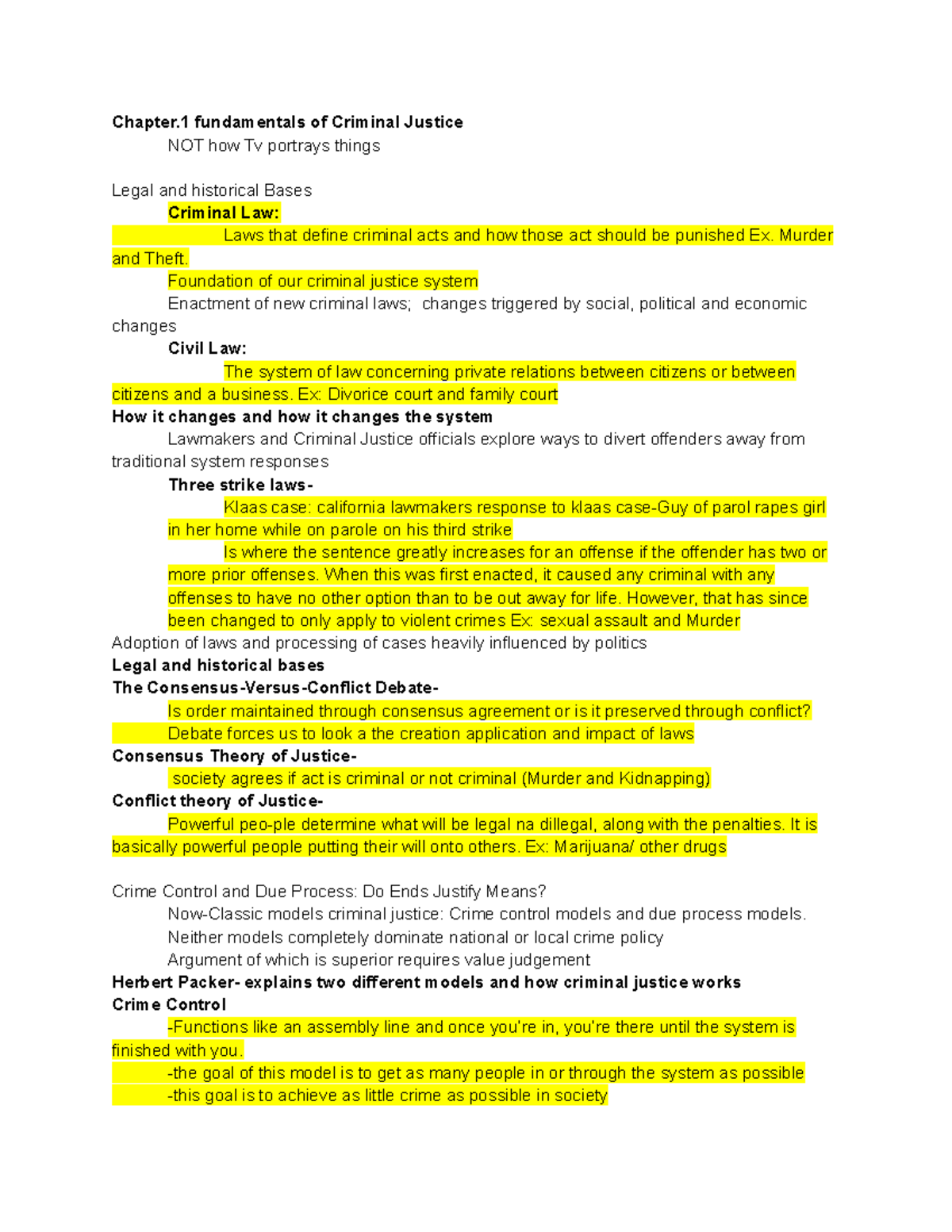 Cj chapter 1 lecture notes - Chapter fundamentals of Criminal Justice ...