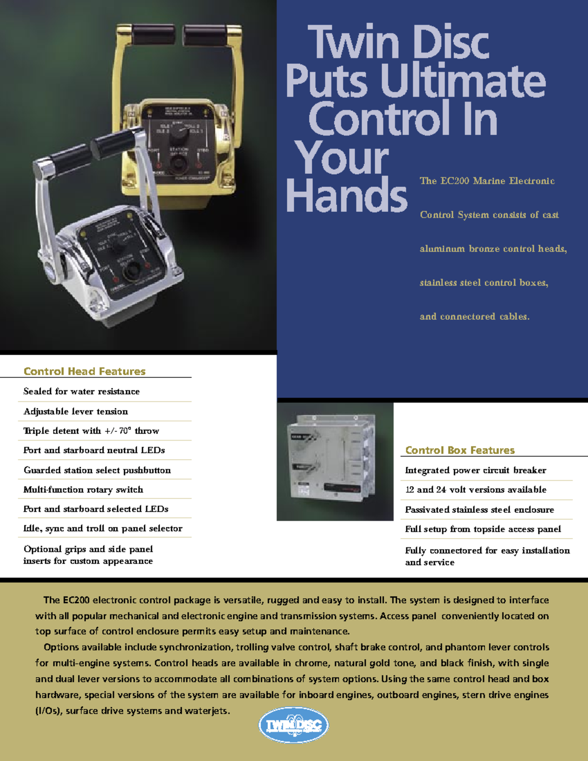 EC200 - Caja electrónica Twin Disc - Control Box Features Integrated ...