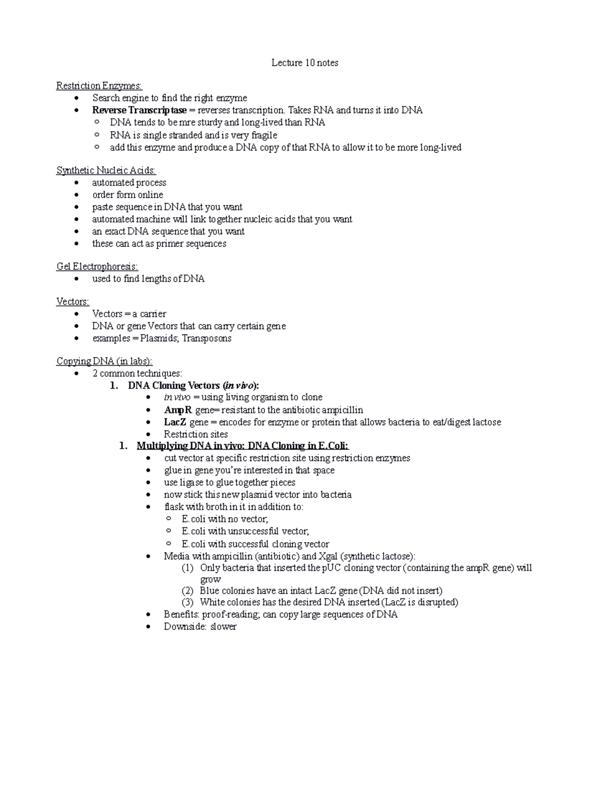 Lecture 10 notes - Cell and molecular biology of bacteria and their ...