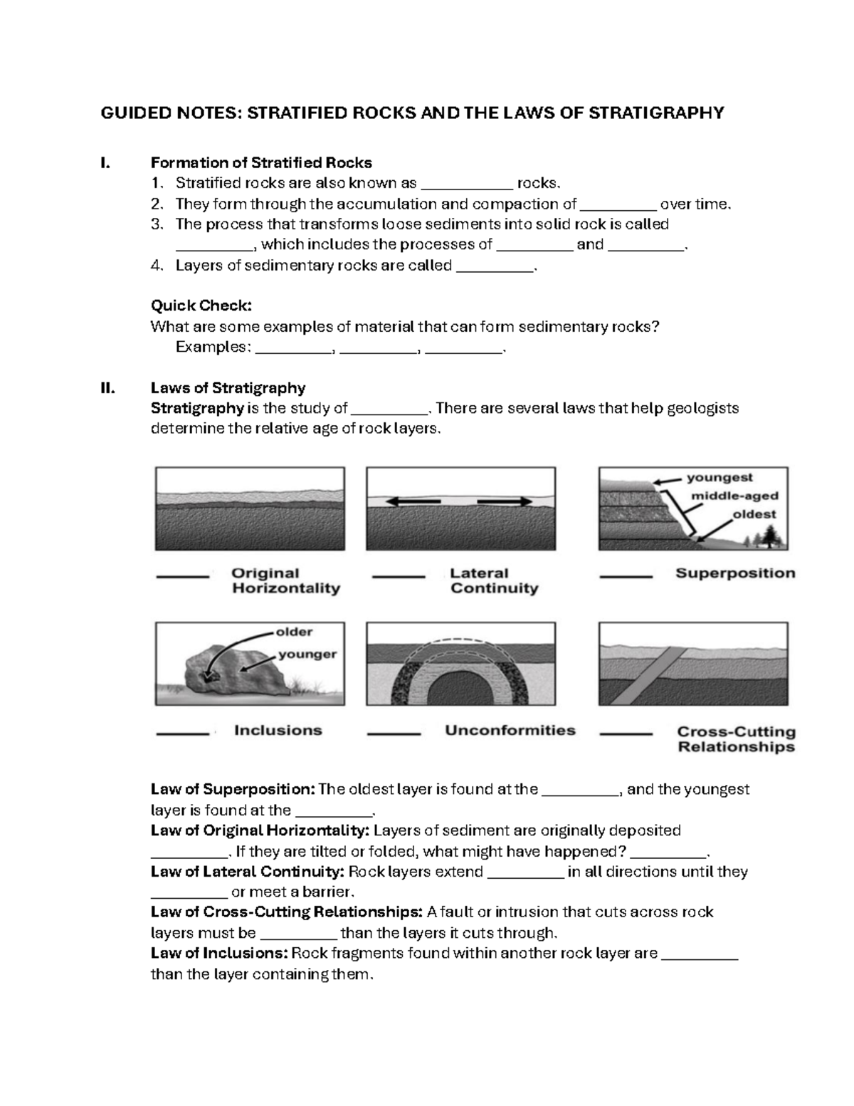Guided Lecture Notes Stratified Rocks AND THE LAWS OF Stratigraphy ...