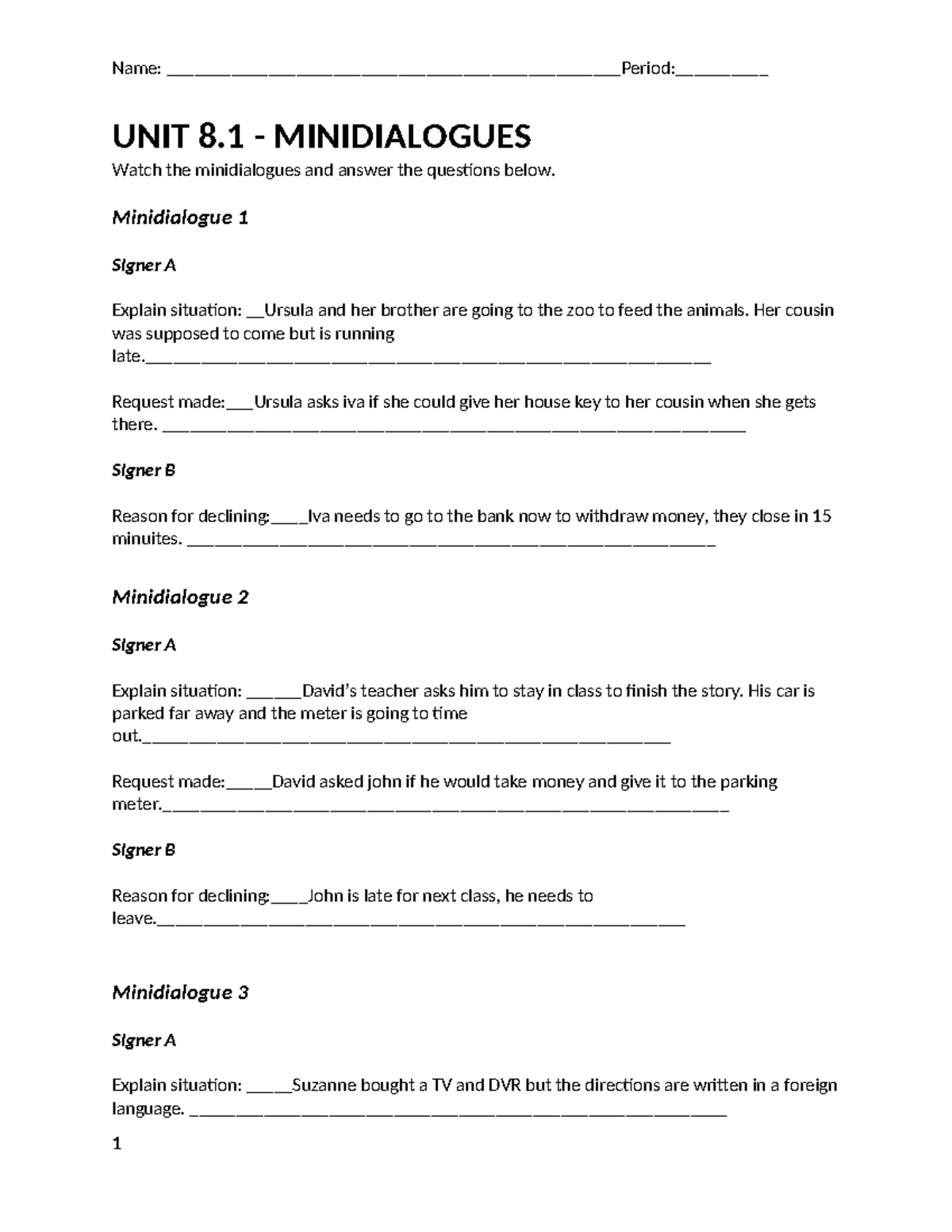 8.1 ASL Translations - Name ...