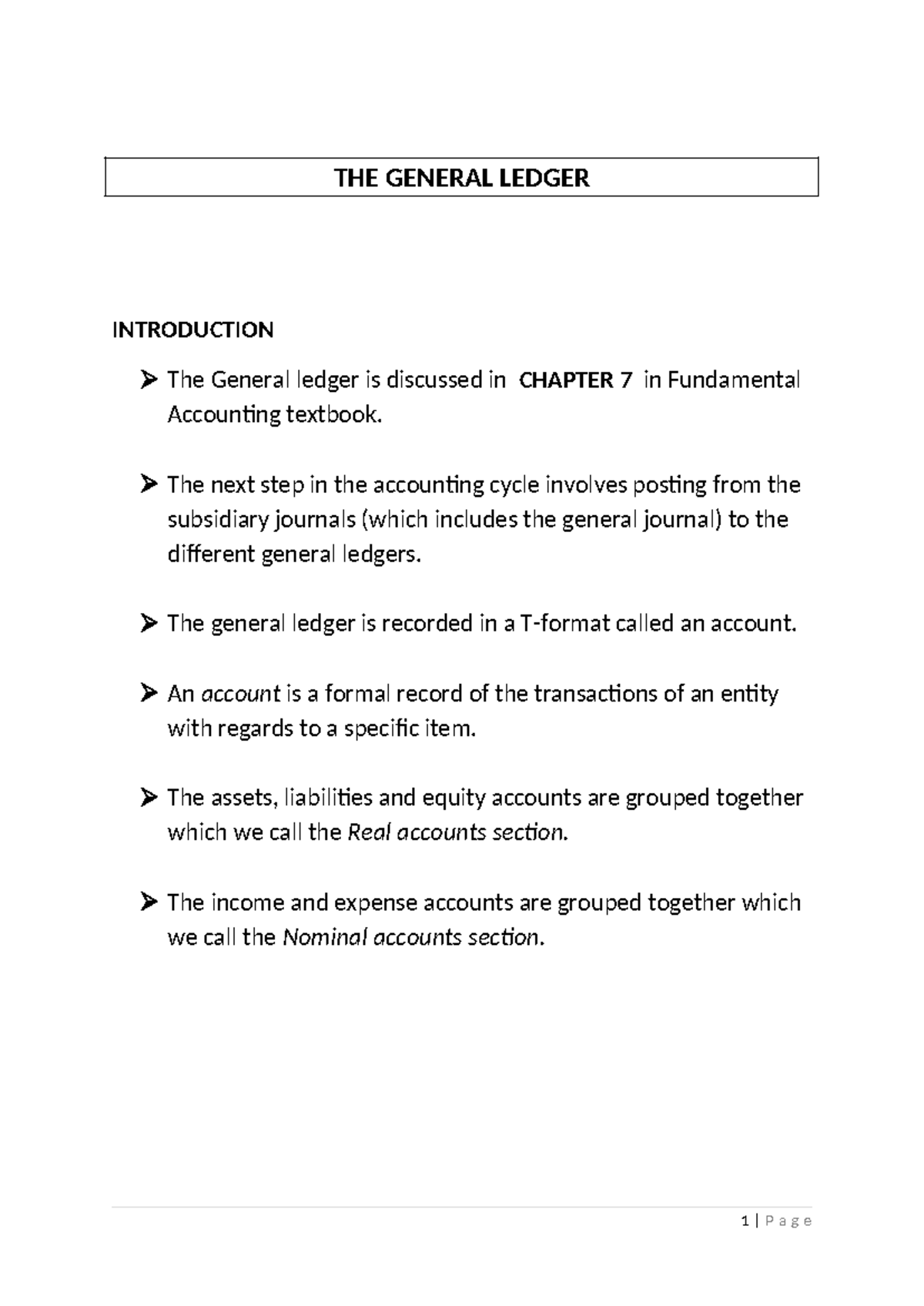 1 Explanatory notes - THE GENERAL LEDGER INTRODUCTION The General ...