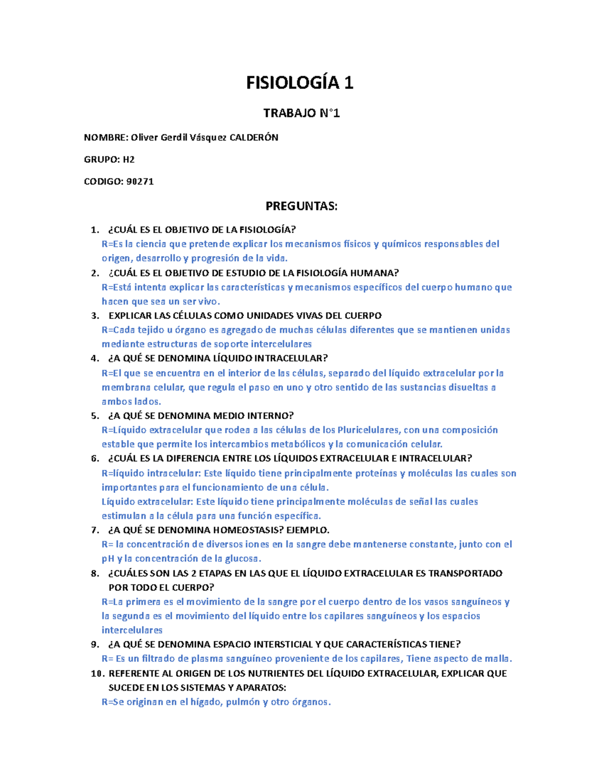 FisiologíA 1 Trabajo 1 - FISIOLOGÍA 1 TRABAJO N° NOMBRE: Oliver Gerdil ...
