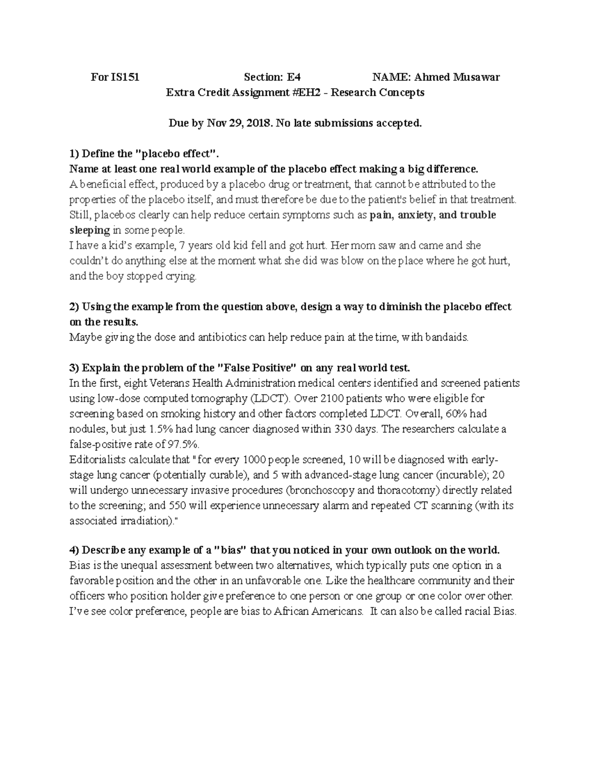 EC 2 - For IS151 Section: E4 NAME: Ahmed Musawar Extra Credit Assignment Research Concepts Due ...