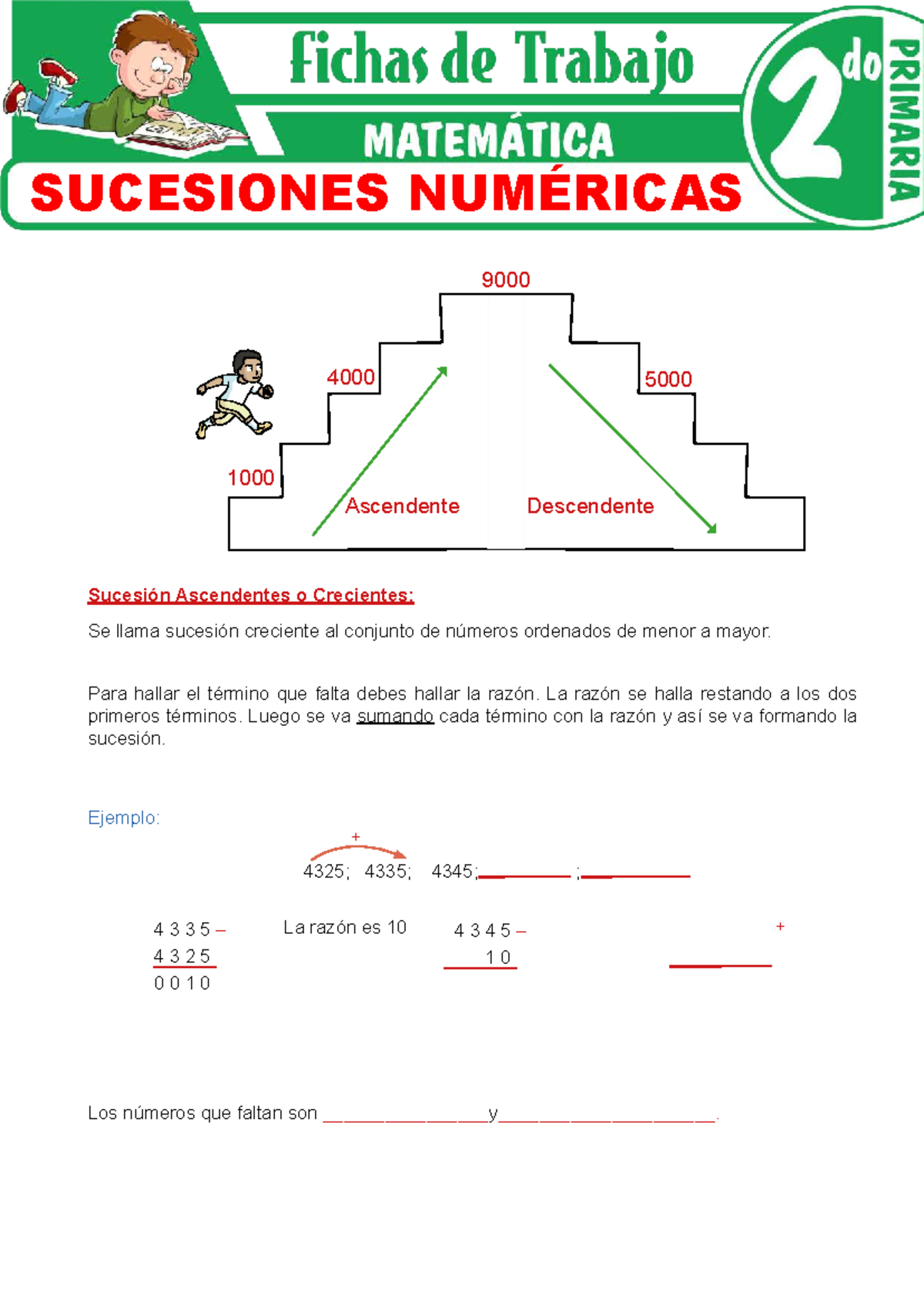 Sucesiones numéricas para Segundo Grado de Primaria - Sucesión ...