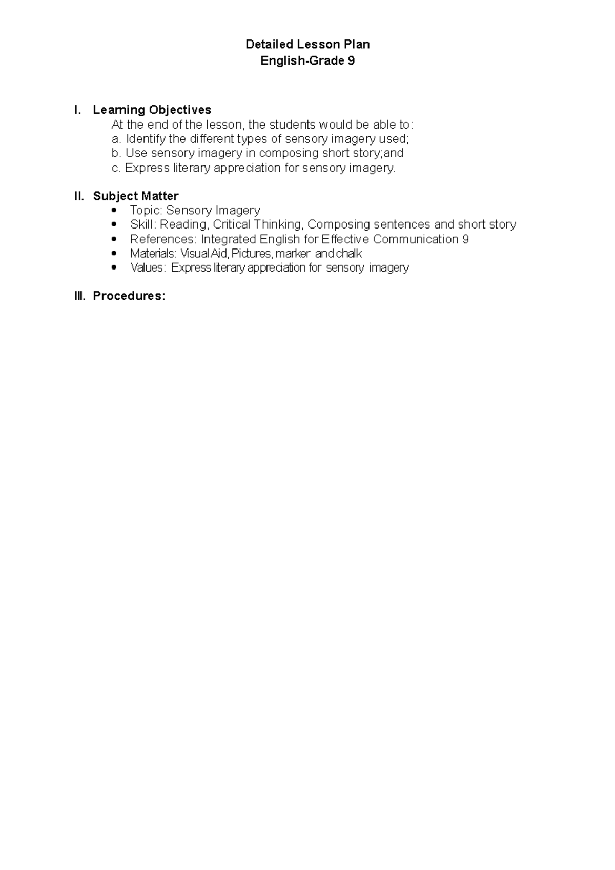 DLP English 9 MS - ... - Detailed Lesson Plan English-Grade 9 I ...