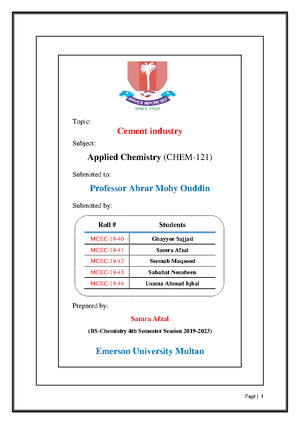 Cement Industry.pdf - Chemistry - Studocu