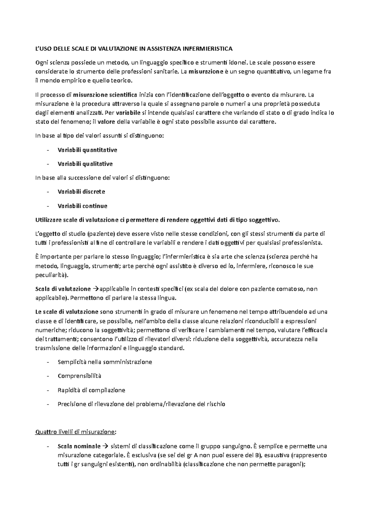 Scale di valutazione - L’USO DELLE SCALE DI VALUTAZIONE IN ASSISTENZA ...