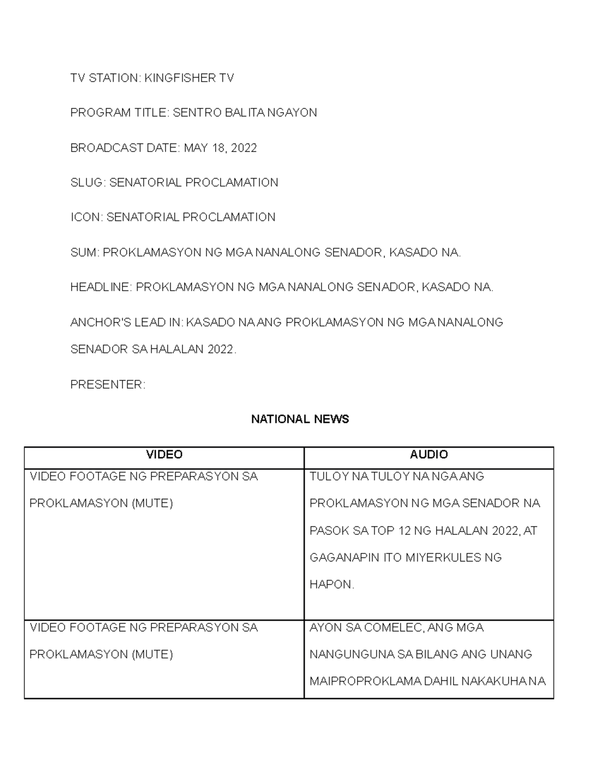 Inbound 561601602242567432 - TV STATION: KINGFISHER TV PROGRAM TITLE ...